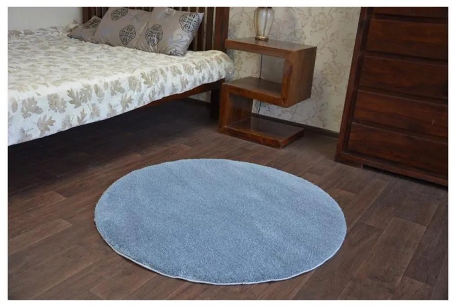 *Luxusní kusový koberec Shaggy Azra šedomodrý kruh 80cm