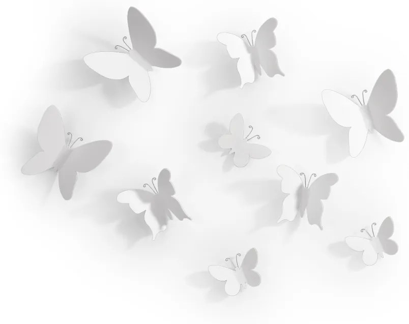 Dekorace na zeď Umbra Mariposa plast motýli bílí set/9 ks