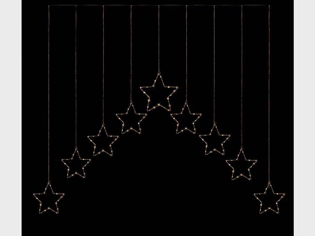 Vánoční LED závěs s 9 hvězdami ve tvaru V, 1,3m, různé barvy na výběr Barva: Různobarevná