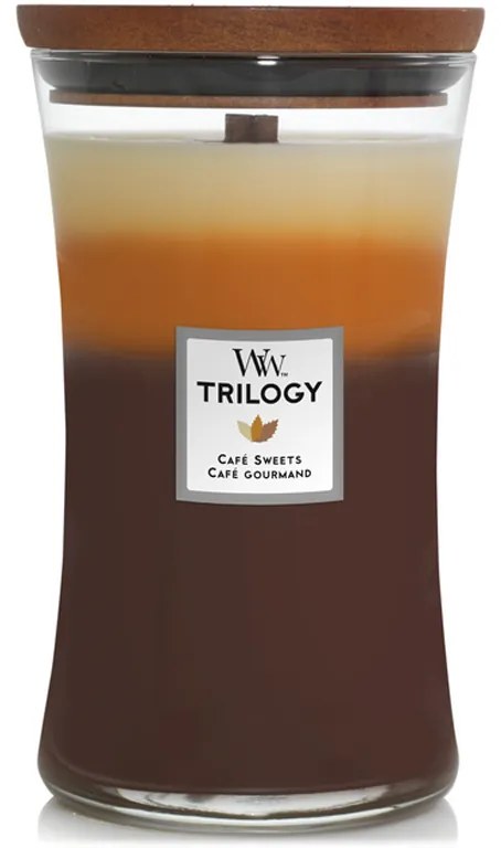 WoodWick – Trilogy svíčka Café Sweets (Dezert v kavárně) Velikost: střední 275 g