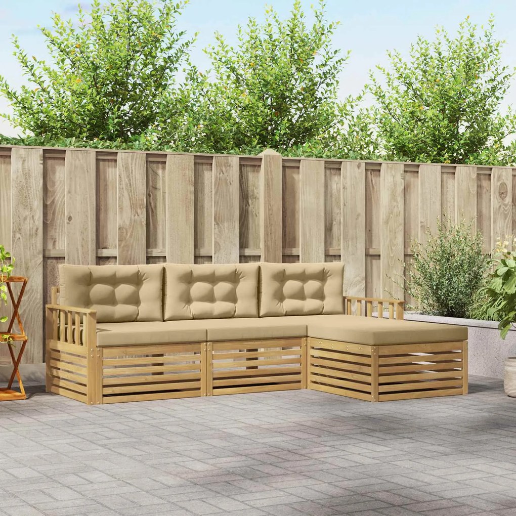 Venkovní pohovková souprava 4 ks Bílá a béžová Polyester 3390278