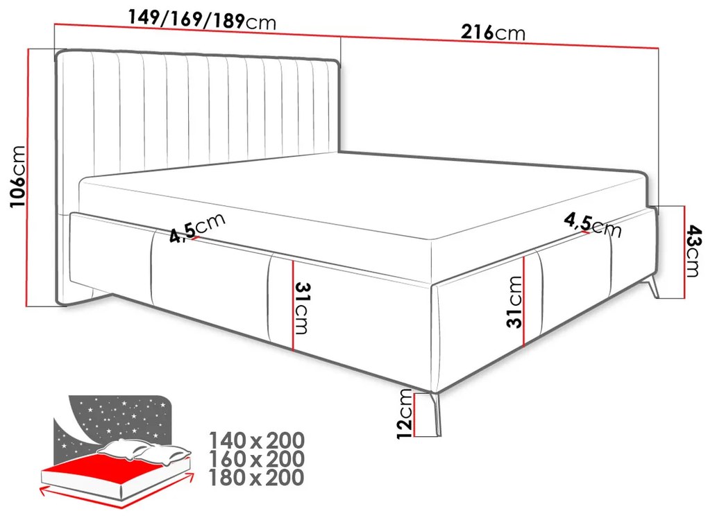 Manželská postel s úložným prostorem 160x200 TANIX - béžová