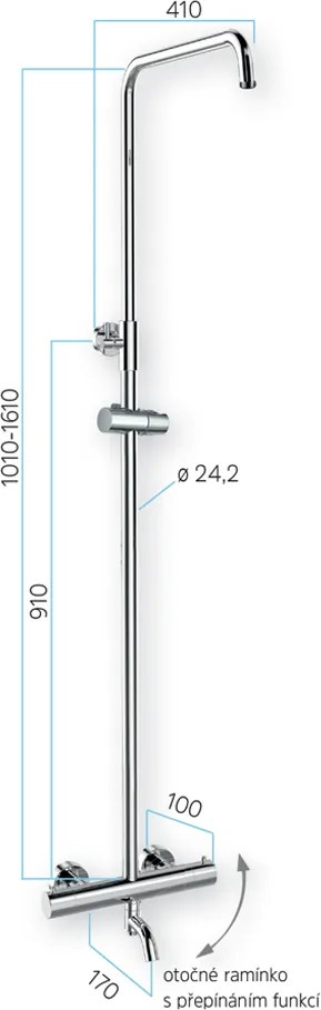 Mereo Mereo, Termostatická vanová baterie s talířovou kulatou sprchou, CB60101TSF