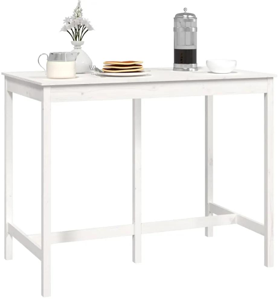 Barový stolek bílý 140 x 80 x 110 cm masivní borové dřevo - Default Title