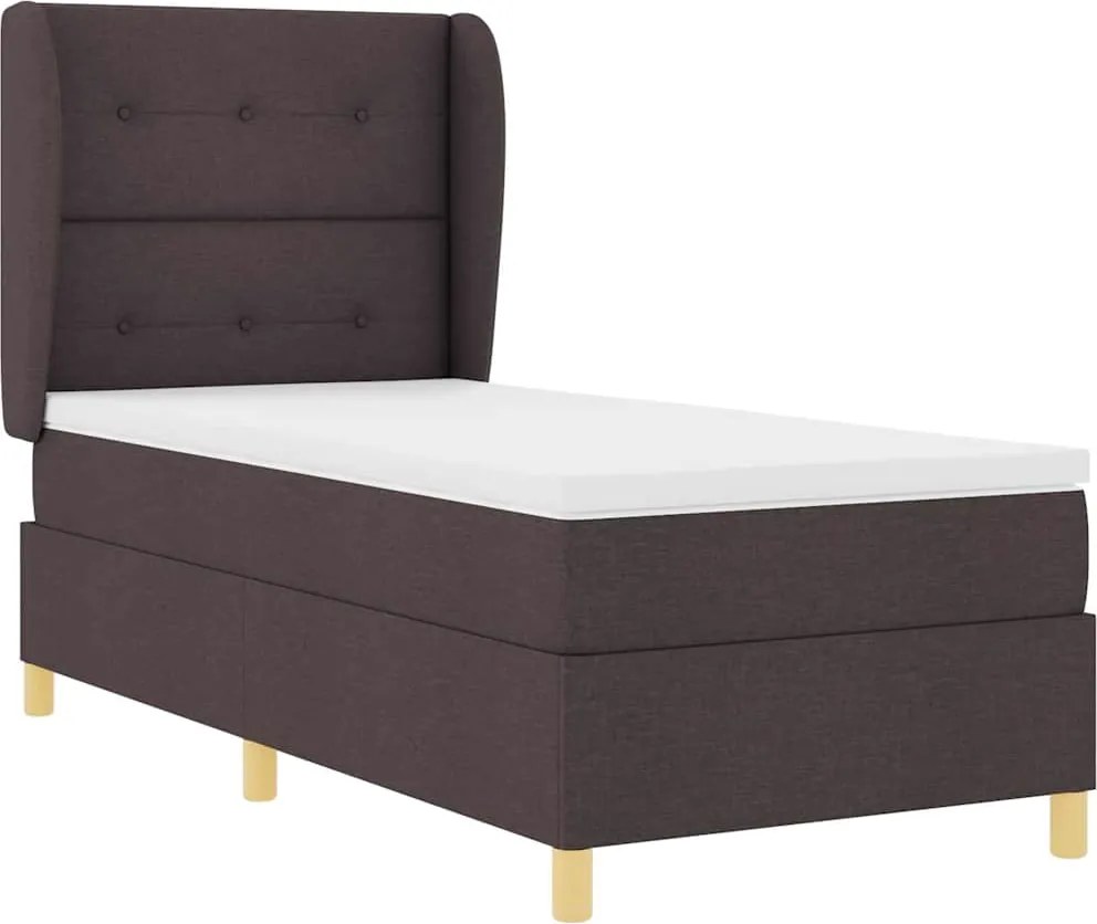 Postel s boxspringem s čelo Tmavě hnědá 200 x 100 cm textil 3340742