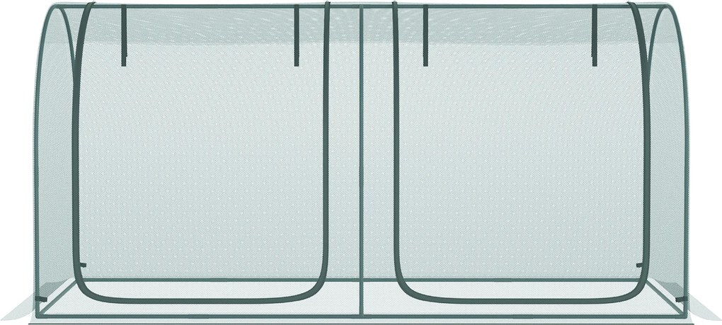 Outsunny mini skleník 2,49x1,2 m s dveřmi na ochranu rostlin na zahradu a balkon, ocelový rám a HDPE síť tmavě zelená | Aosom.de