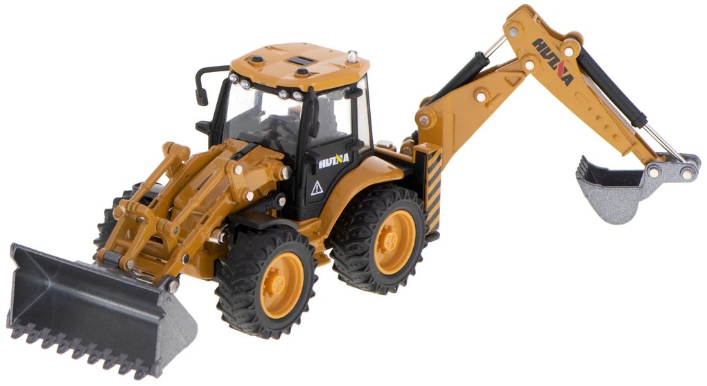Creative Corner Bagr s nakladačem, buldozer s lžící Kovový model H-toys 1704 1:50
