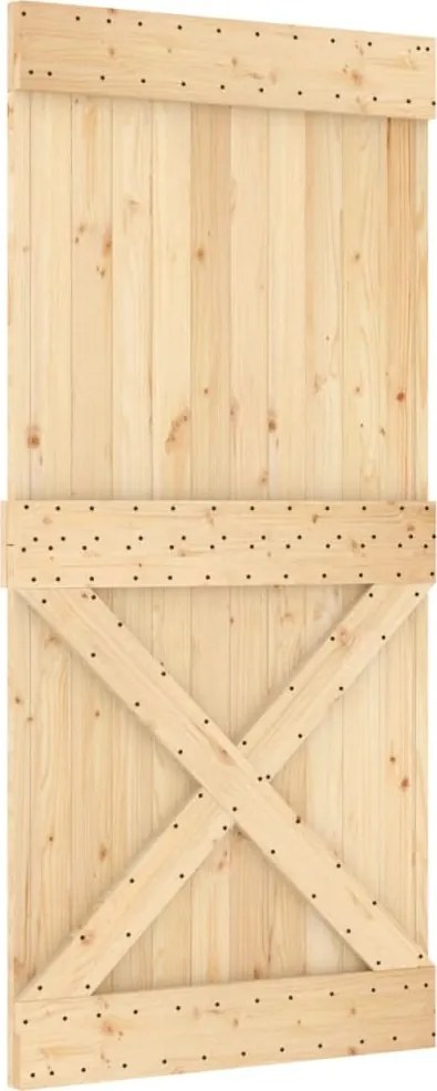 vidaXL Posuvné dveře s kováním 95 x 210 cm masivní borové dřevo [3203080]