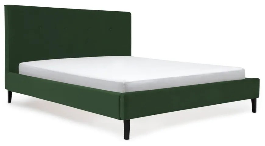 Tmavě zelená postel s černými nohami Vivonita Kent, 160 x 200 cm