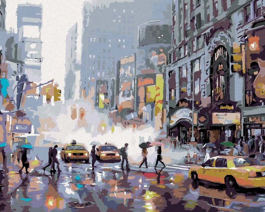 zuty malování podle čísel - rušná ulice v new yorku (richard macneil), 40x50 cm, vypnuté plátno na rám