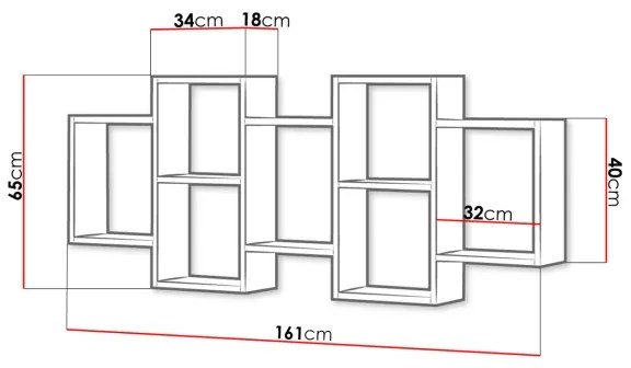 Nástěnná police TRIO 65x161 cm bílá