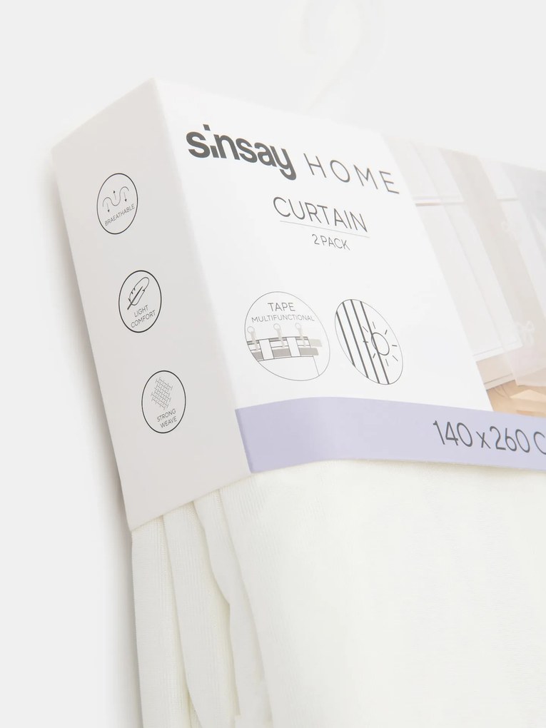 Sinsay - Sada poloprůhledných záclon na řasící pásce s motivem mašlí 2 pack - bílá