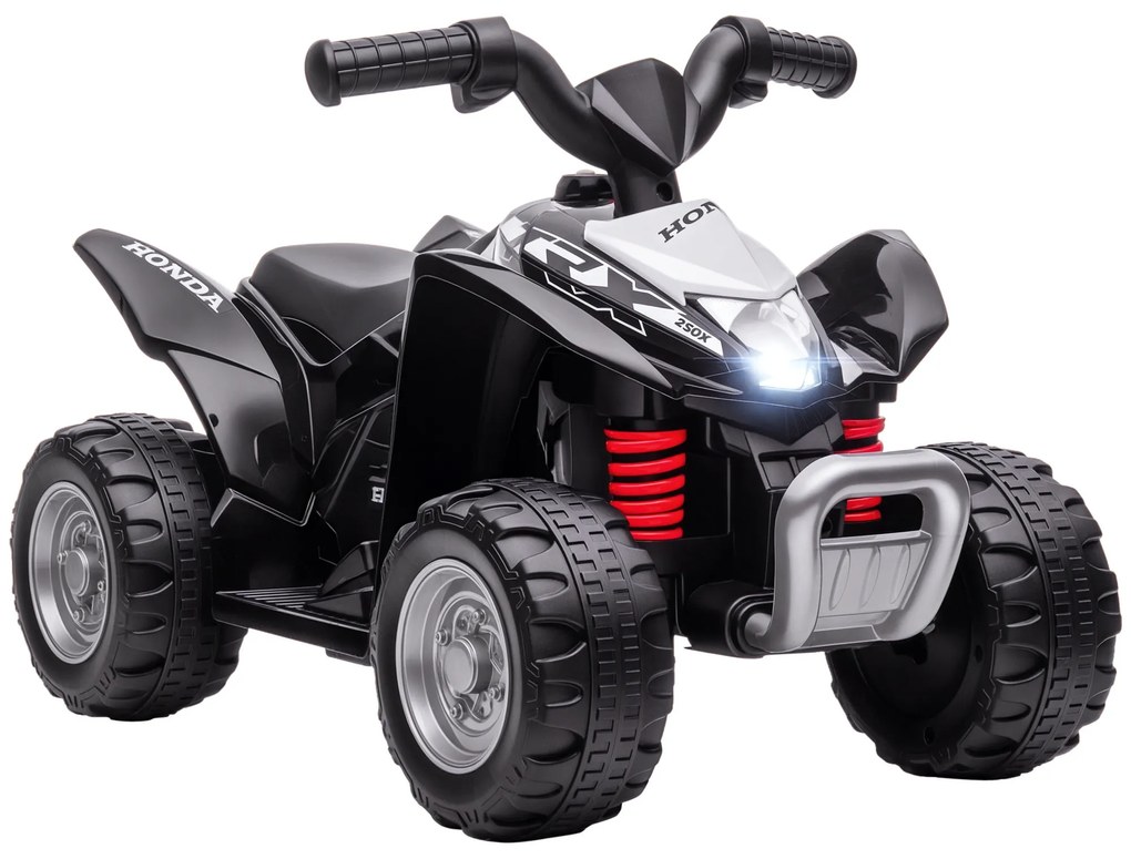 AIYAPLAY elektrická čtyřkolka miniquad pro děti od 18 měsíců, dětská elektrická čtyřkolka s LED diodami a klaksonem, černý kov, bezpečná zábava při j…
