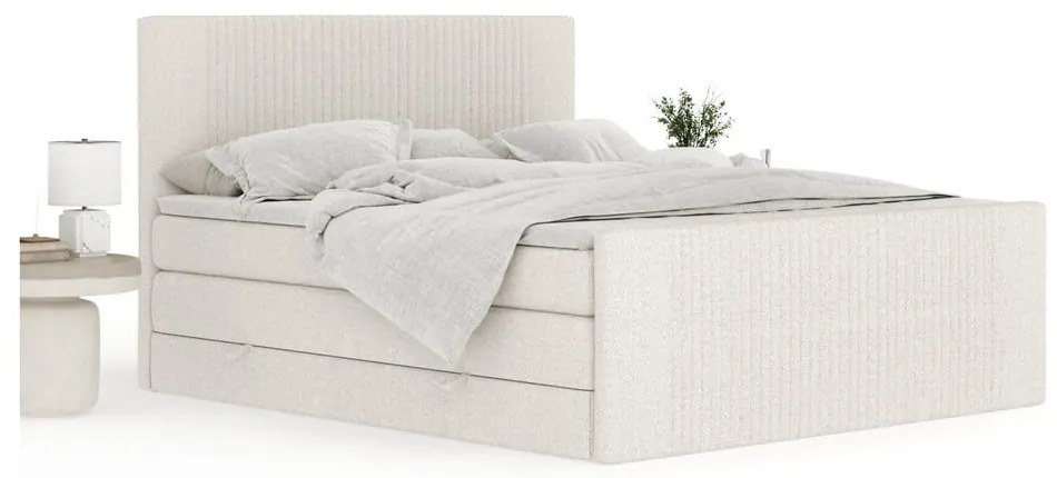 Béžová boxspring postel s úložným prostorem 160x200 cm Bergamo – Maison de Rêve