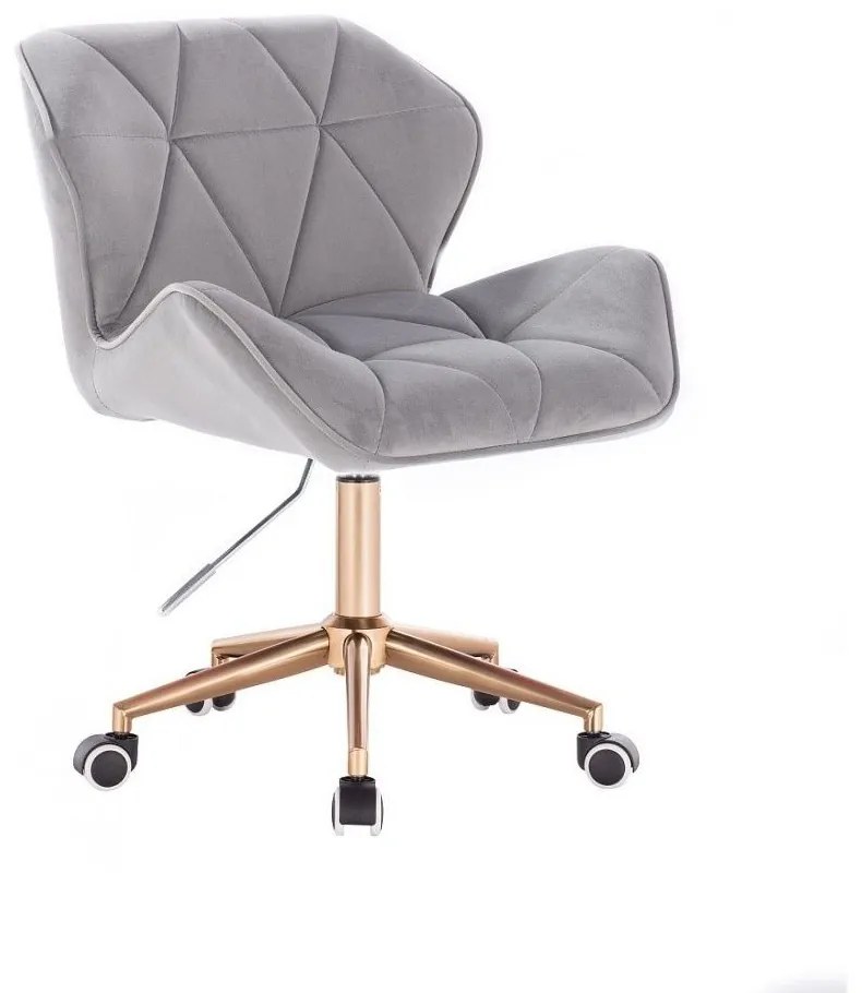 LuxuryForm DESIGN Otočná židle MILANO VELUR na zlaté podstavě s kolečky - světle šedá