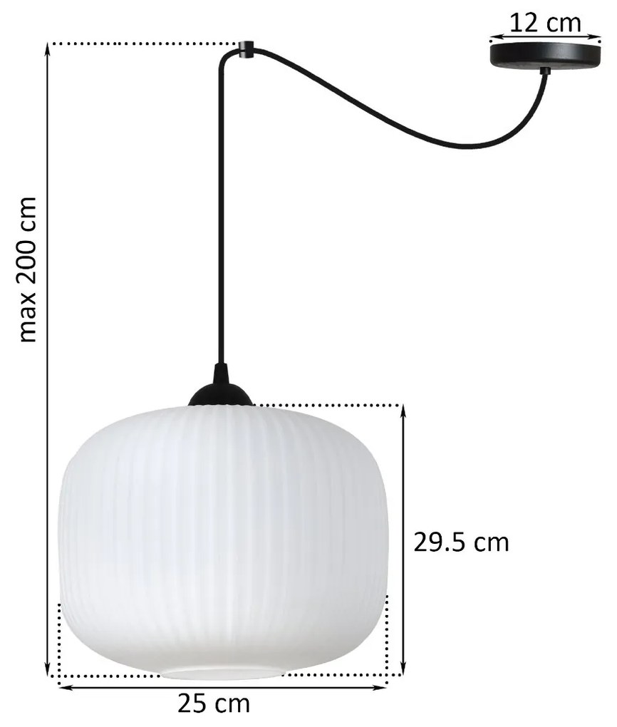 Závěsné svítidlo Riffle Spider 3, 1x bílé skleněné stínítko, b