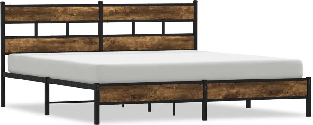 Kovový rám postele bez matrace kouřový dub 183 x 213 cm 3308483