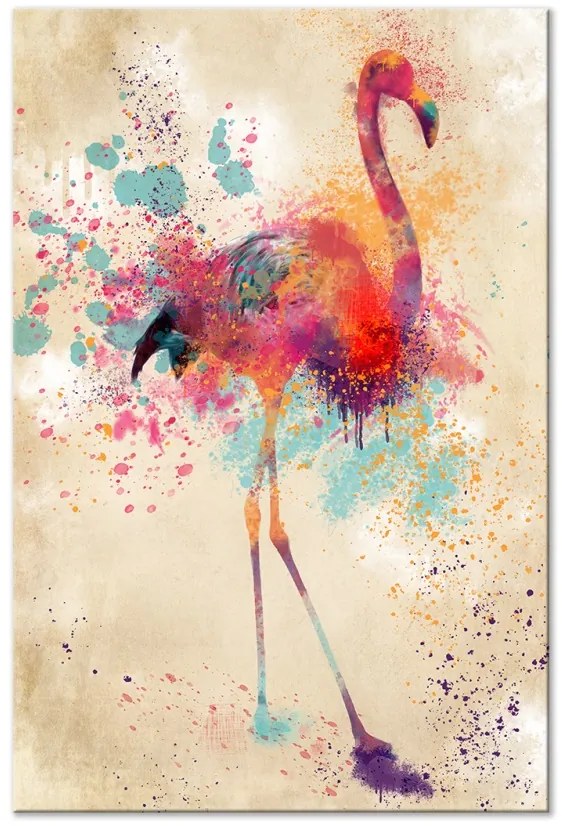 Obraz - Watercolor Flamingo (1 Part) Vertical