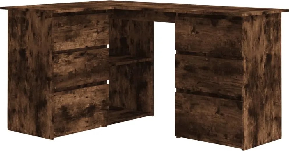 vidaXL Rohový psací stůl 145 x 100 x 76 cm dřevotříska [801092] Barva: Bílá