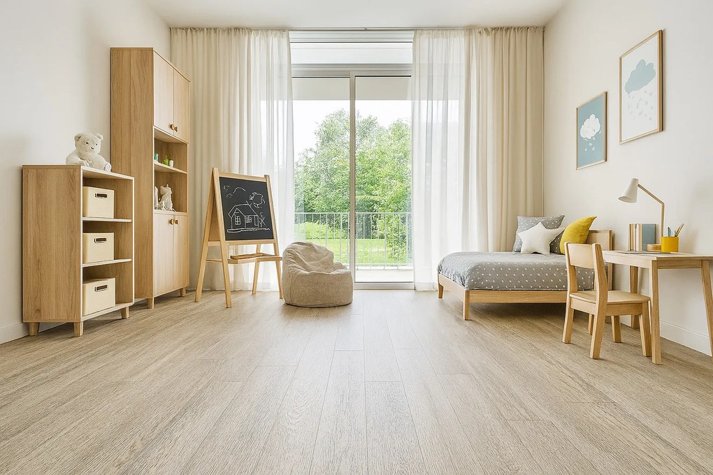 PVC podlaha - lino Blacktex Columbian Oak 629L, na mieru, šíře 3m,4m, béžová, filc, chodba / predsieň, Beauflor
