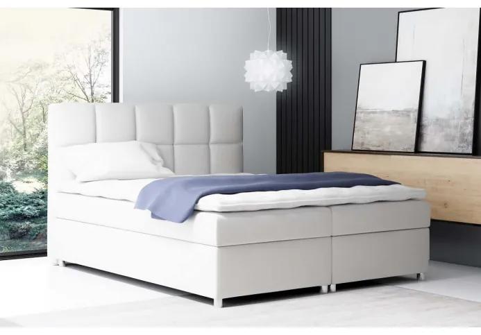 Čalouněná manželská postel Tina bílá eko kůže 180 + toper zdarma