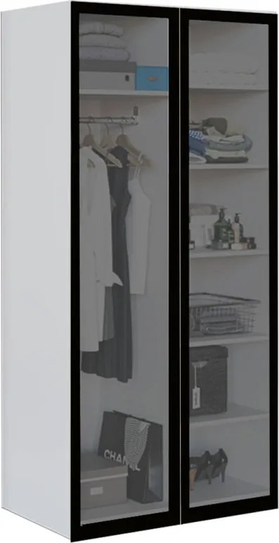 Skříň 2D 100 vitrína grafit BL, korpus bílý