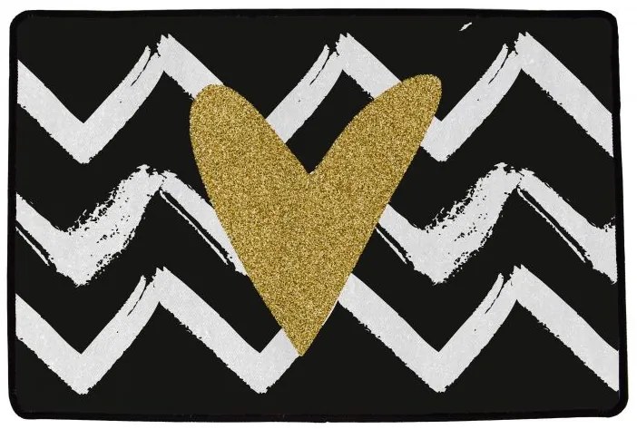 Rohožka gold heart, 75 x 45 cm