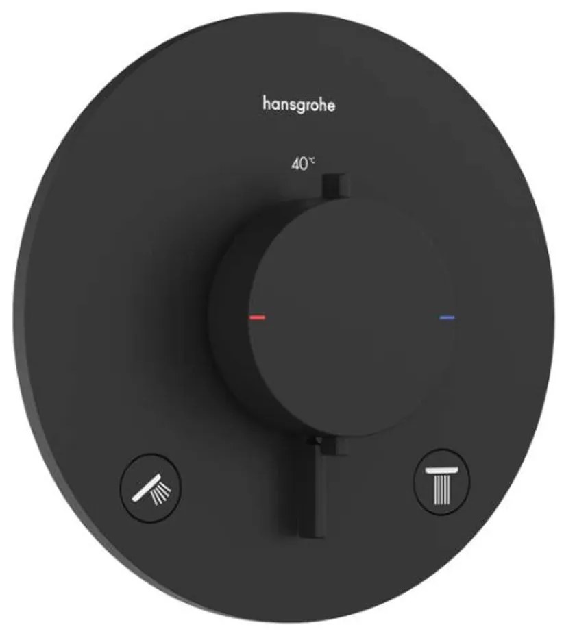 Hansgrohe Ecostat Comfort S - Termostatická baterie pod omítku, pro 2 spotřebiče, matná černá 33715670