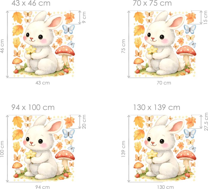 Zajíček z lesa samolepky na zeď arch 43 x 46 cm