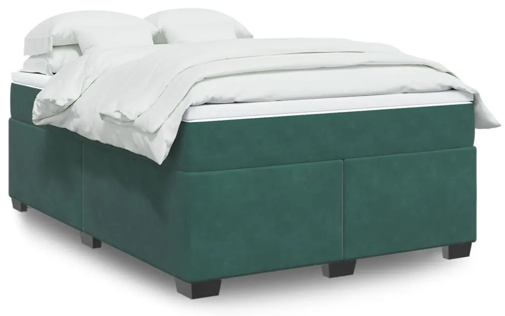Box spring postel s matrací tmavě zelená 140x200 cm samet 3285290