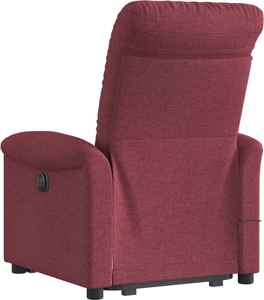 Elektrické zvedací masážní polohovací křeslo vínové textil 3303287