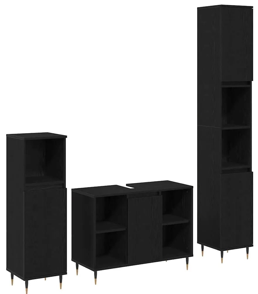 Sada koupelnového nábytku 3 ks Černý dub 30 x 30 x 180 cm 3378515