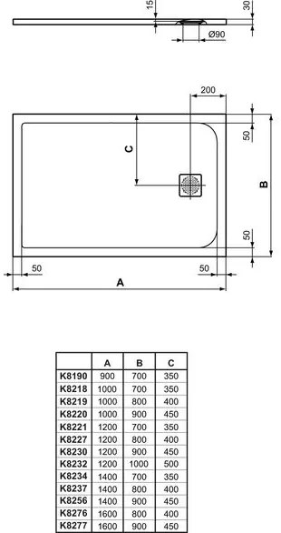 Ideal Standard Ultra Flat S Sprchová vanička 140x70 cm, bílá K8234FR