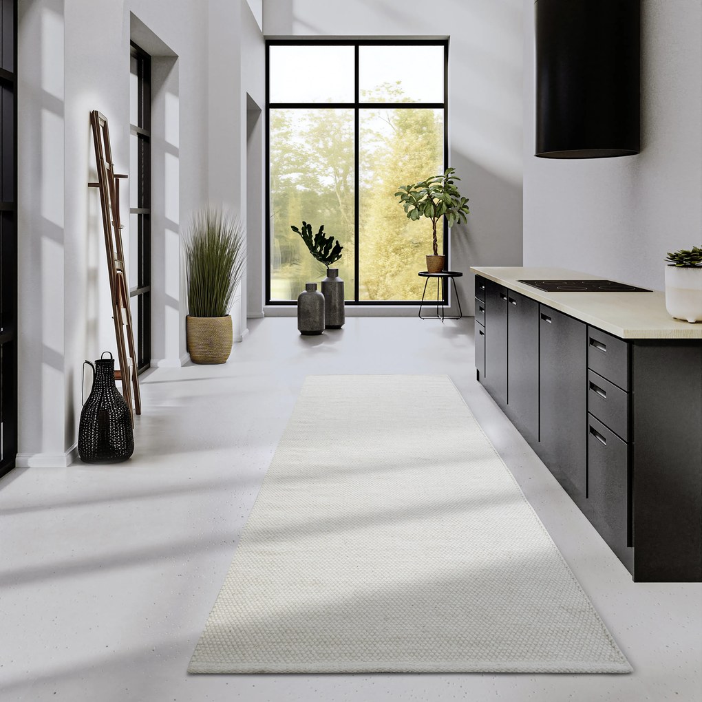 ELLE Decoration, Koberec běhoun Delhi 106052 White z kolekce Elle, 80x200, bílá, chodba / předsíň