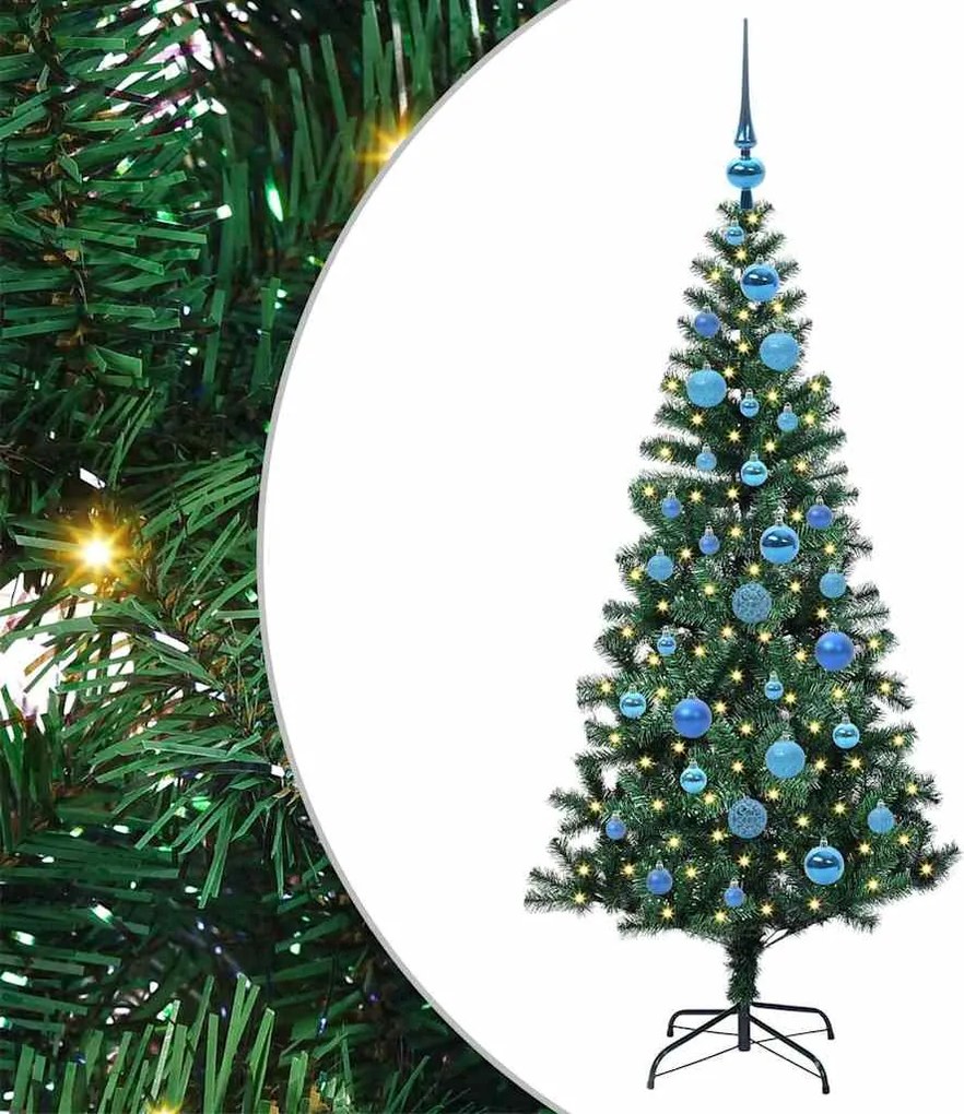 Umělý osvětlený vánoční stromeček Zelená 150 cm PVC a kov 3396756