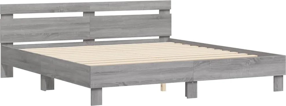 Rám postele s čelem šedý sonoma 200 x 200 cm kompozitní dřevo 3207397