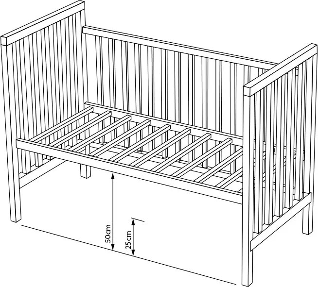 Dětská postýlka Scarlett KAMILA (borovice) stahovací bočnice - bílá 120 x 60 cm