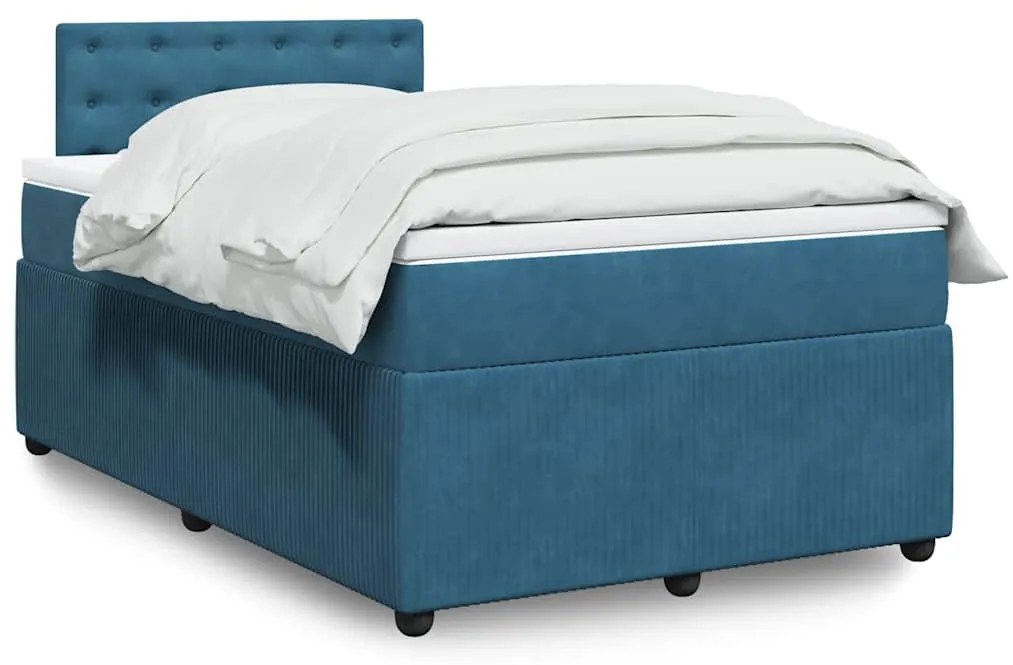 Box spring postel s matrací modrá 120 x 200 cm samet 3290026