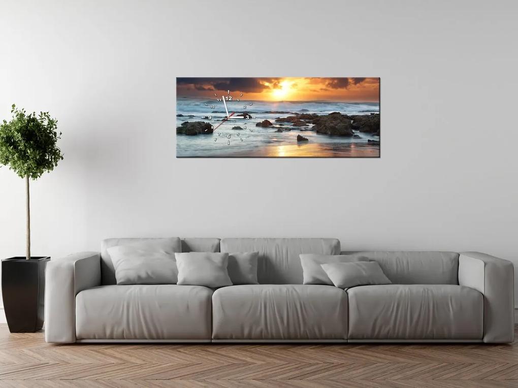 Gario Obraz s hodinami Západ slunce nad oceánem Rozměry: 60 x 40 cm