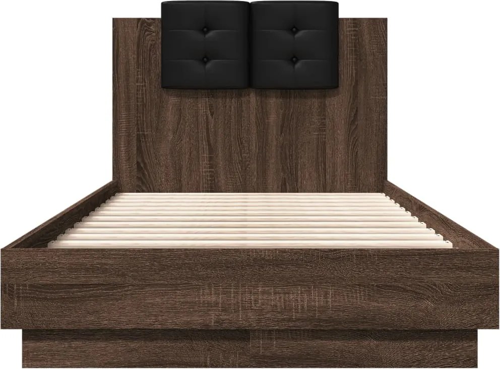 Rám postele s čelem hnědý dub 75 x 190 cm kompozitní dřevo 3209981