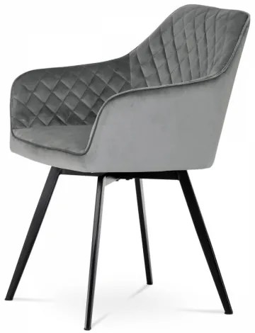Jídelní židle šedá sametová látka, kovové nohy, černý matný lak DCH-425 GREY4