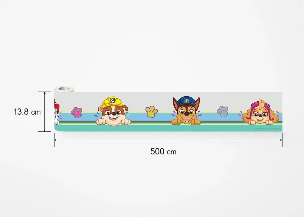 Dětská samolepící bordura na zeď Tlapková Patrola Buď Šťastný | 5 m x 13.8 cm | DWBD8002