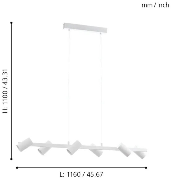 Eglo 98687 - Lustr na lanku GATUELA 6xE14/25W/230V
