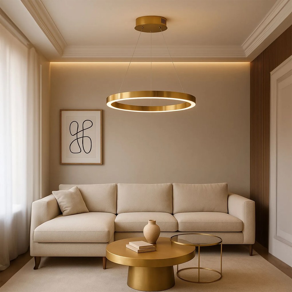 Toolight Toolight, LED stropní osvětlení 60cm, 60W, 3000K, LHJ051-CP1 C, zlatá matná, OSW-50025
