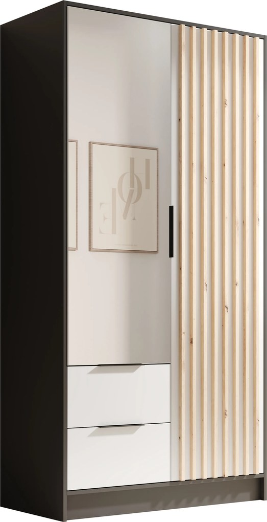 ADRK Furniture Skříň Neri 100 se zrcadly W-NER-100-BW
