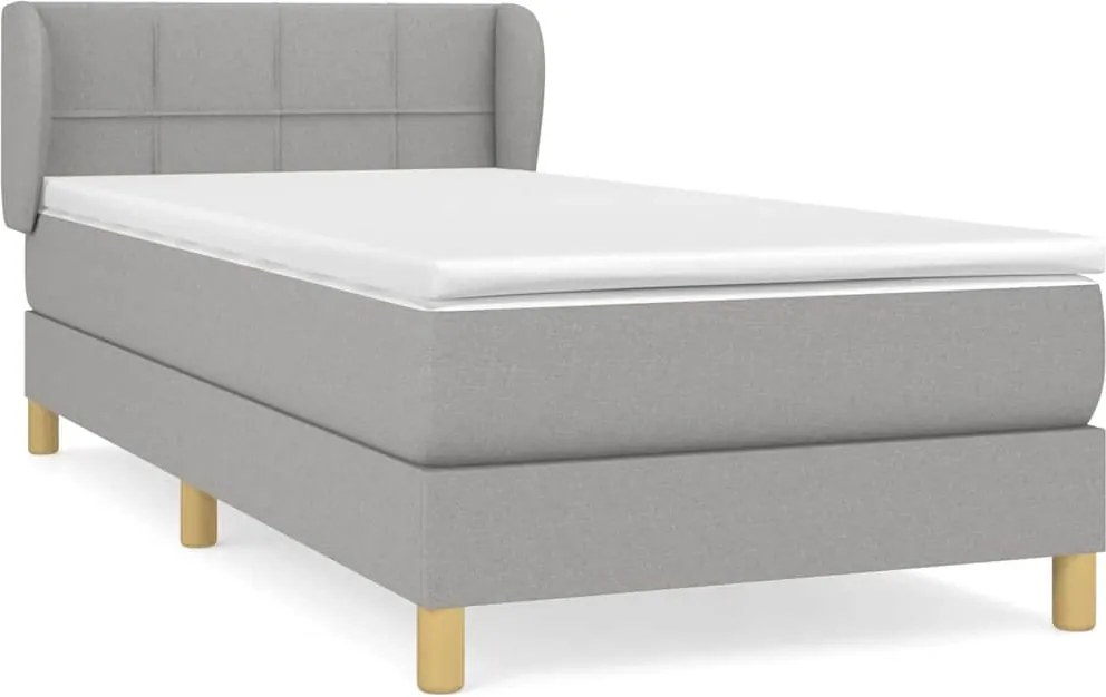 Box spring postel s matrací světle šedá 90x200 cm textil 3126773