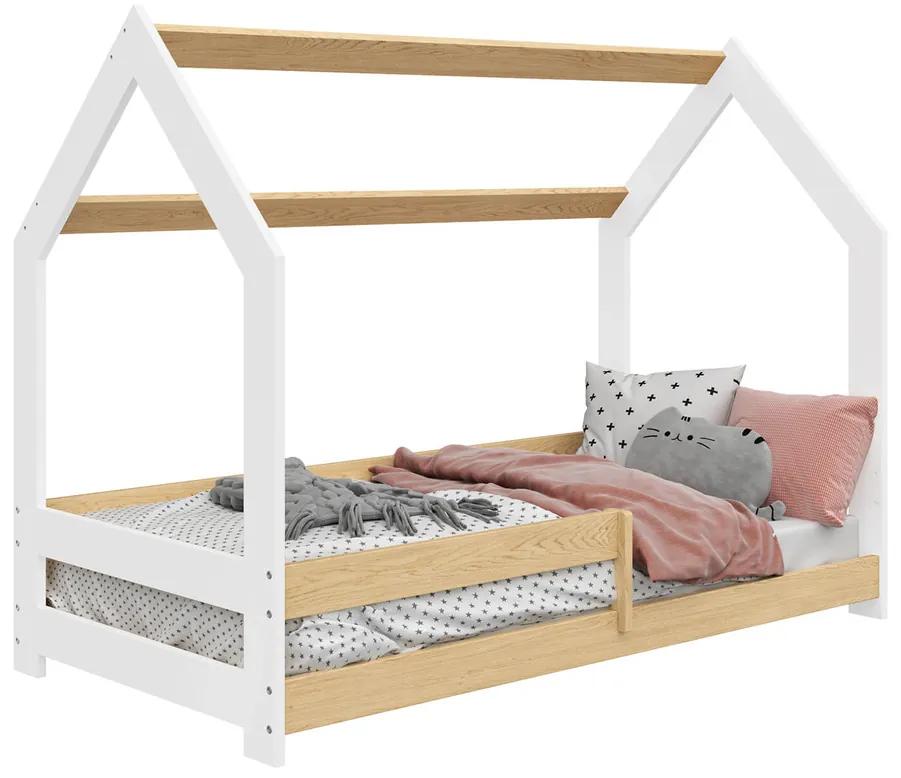ImportWorld Dětská postel Domek 80x160 cm D5 + rošt a matrace ZDARMA - bílá - dub sonoma