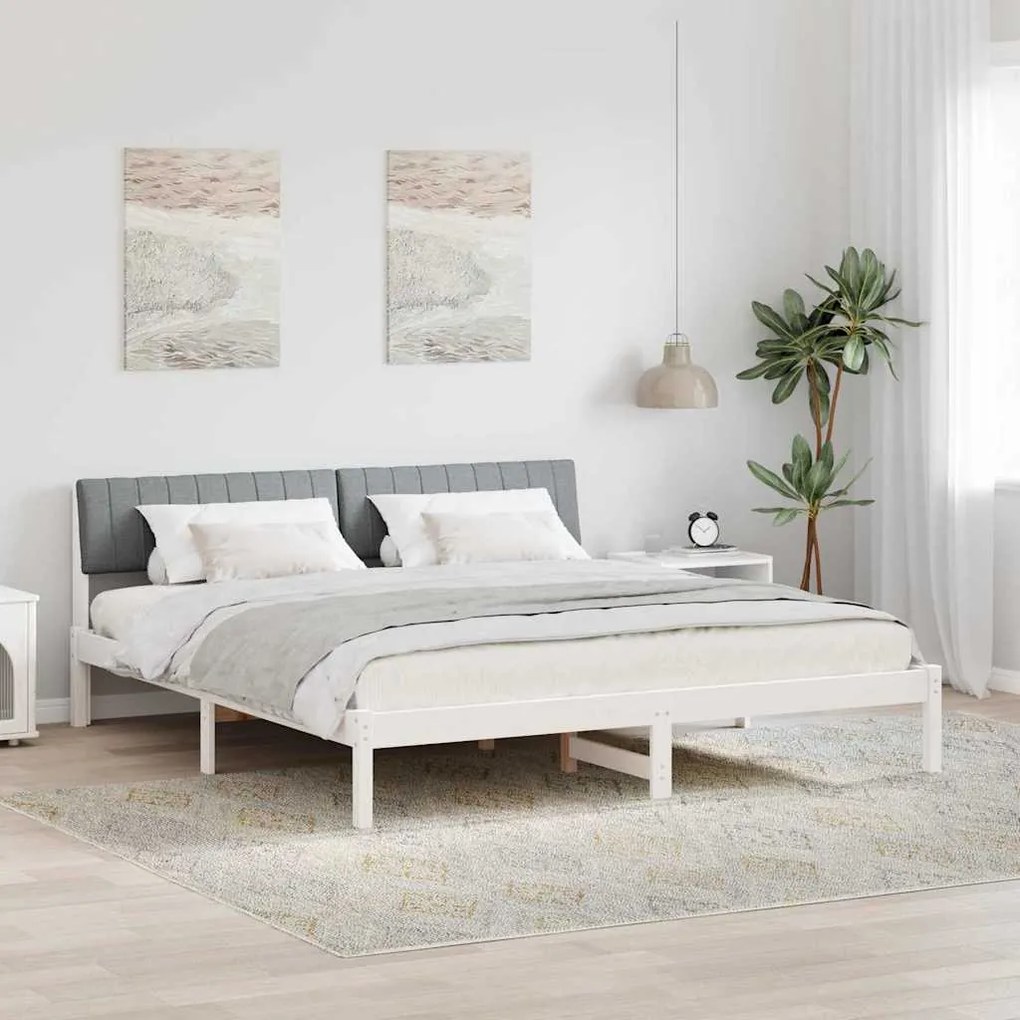Rám postele s čelo Bílá a světle šedá 180 x 200 cm 3394357