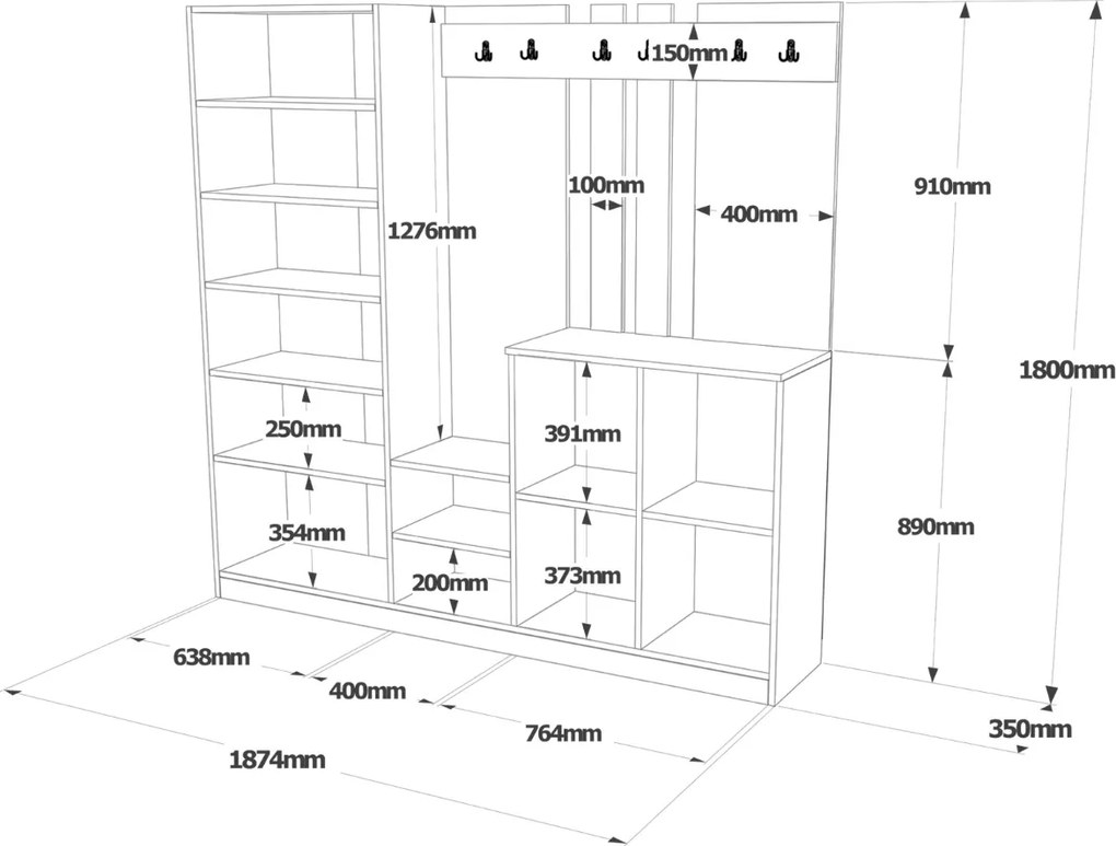 VerDesign Světlá síňová sestava DADA 9, bílá / borovice