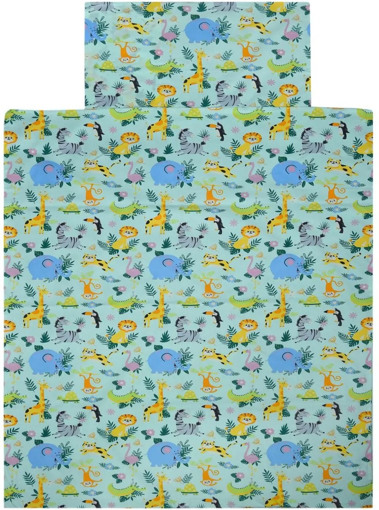 Bavlněné povlečení do postýlky JUNGLE JOY barevné Rozměr povlečení: 40 x 60 cm | 100 x 135 cm